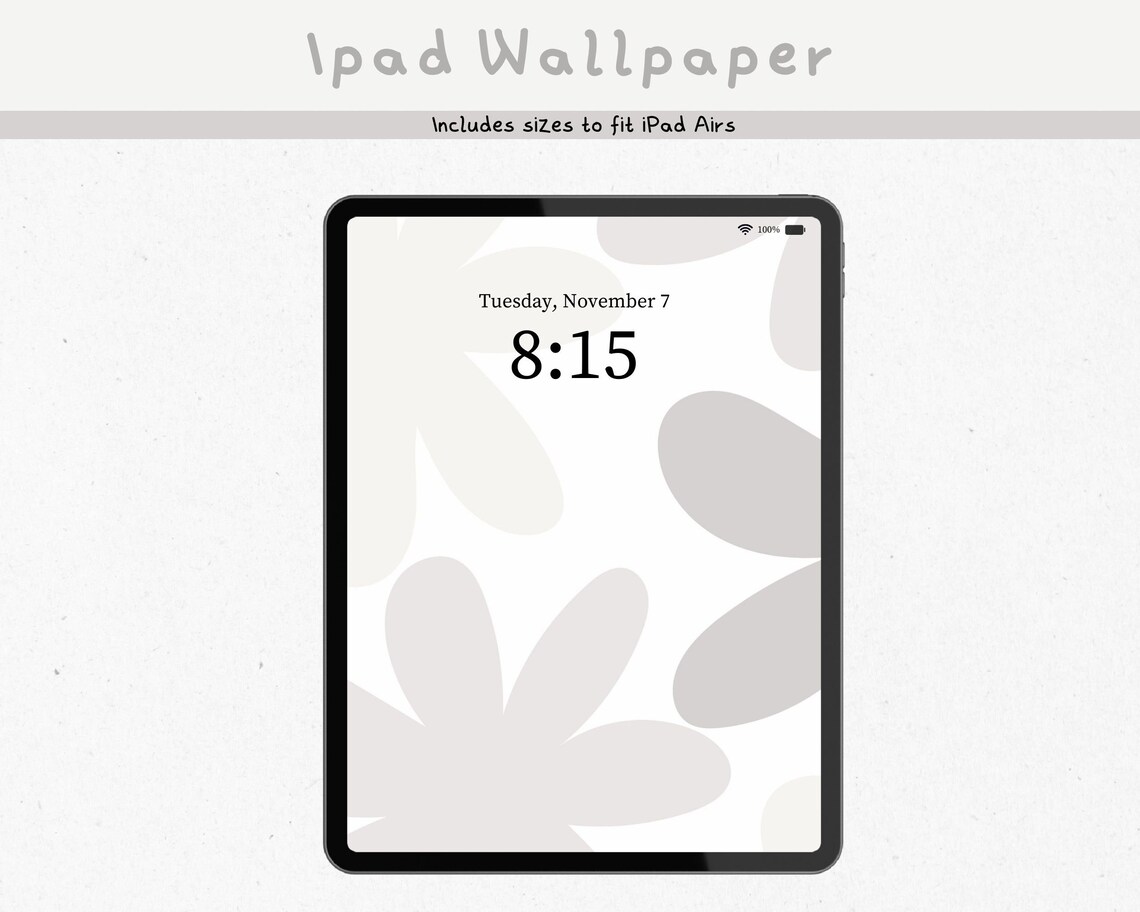 Aesthetic Wallpaper for iPad Neutral Floral Digital, Tablet Background ...