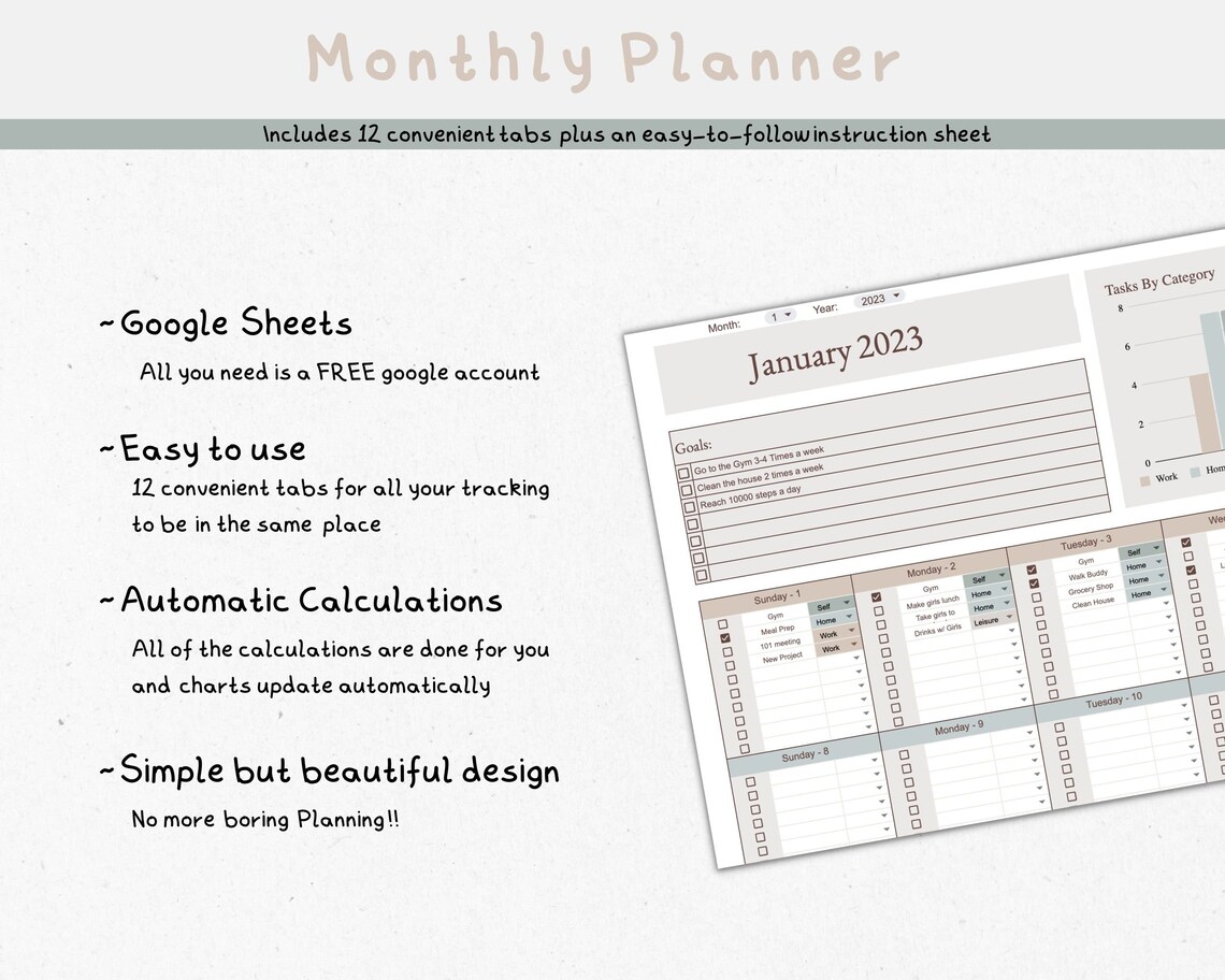 Spreadsheet Planner, Google Sheets Digital Planner, Annual Planner ...