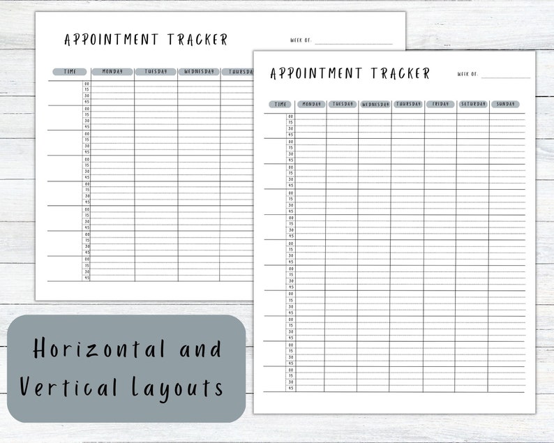 Appointment Tracker Printable, 15 Minute Interval,reminder, Meeting ...