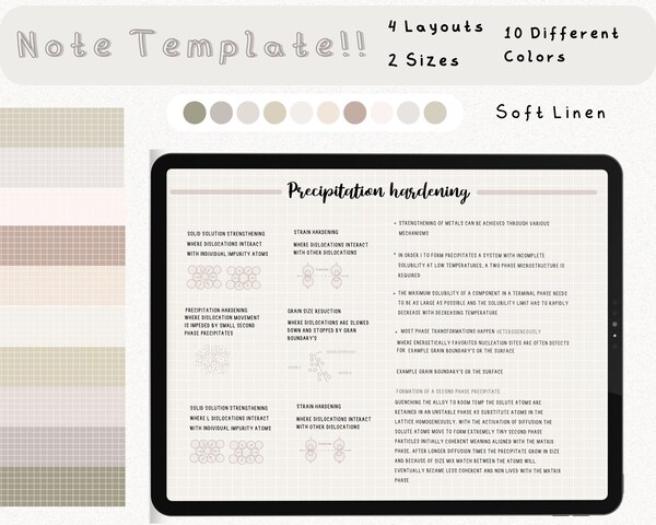 Landscape Digital Note Taking Template Goodnotes, Horizontal Notepad ...