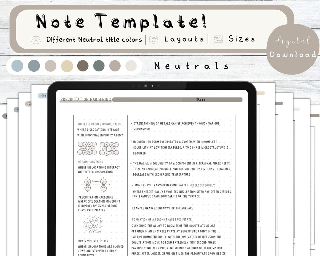 Digital Note Template, Neutral Cornell Notes, Student Note Taking, iPad ...