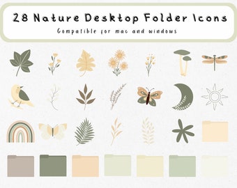 Desktop Icons , Boho Desktop Folder Icons , MacBook Folder Icons, Mac ...