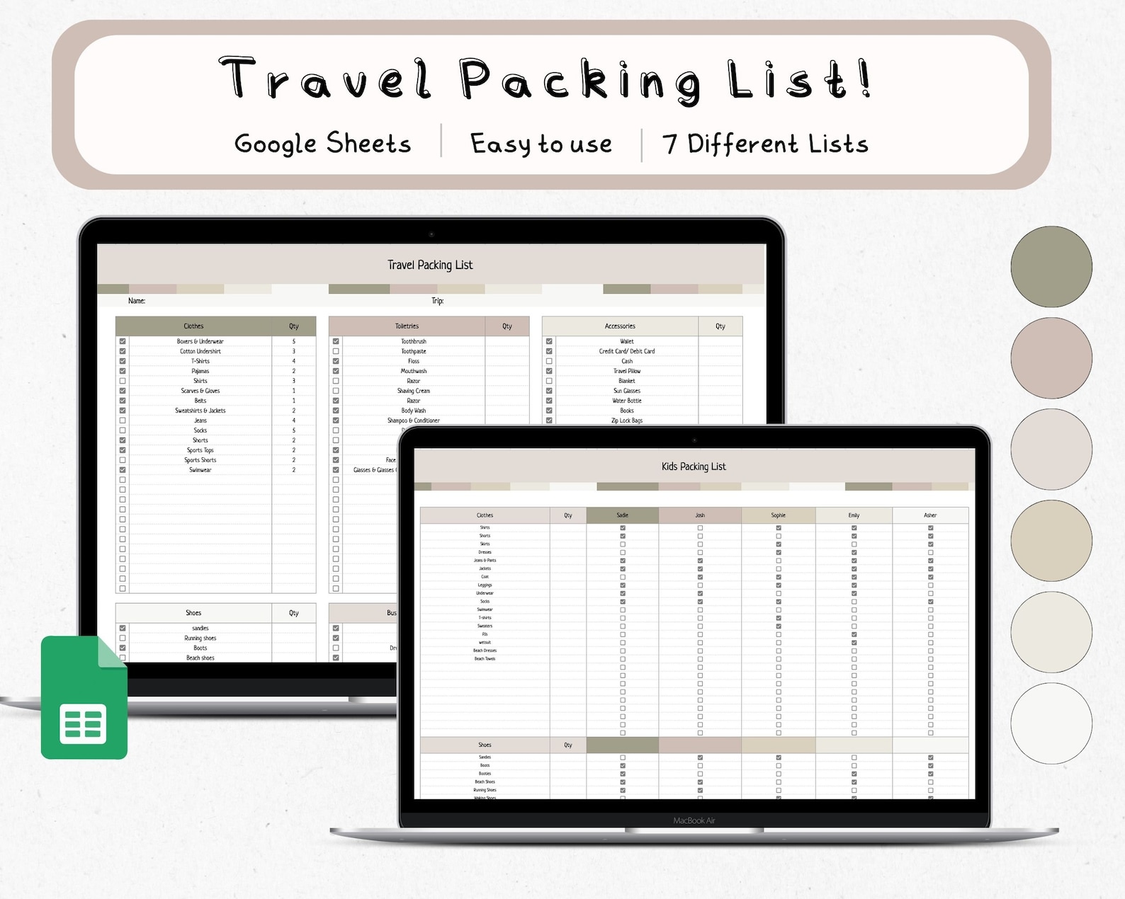 EDITABLE Travel Packing List Template in Google Sheets /excel ...