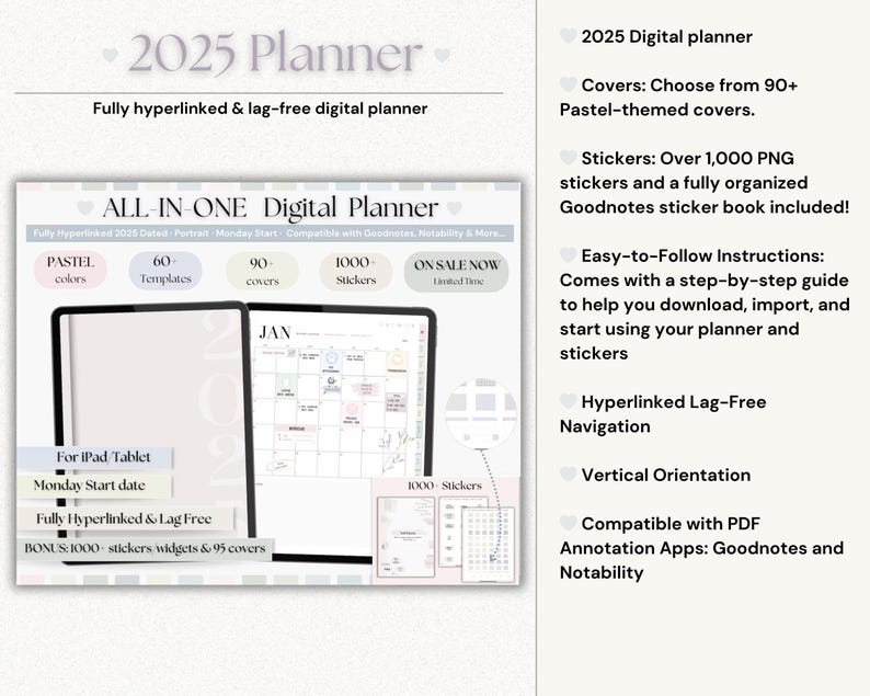 Best Seller Digital Note Templates Planner Bundle Stickers Covers for ...