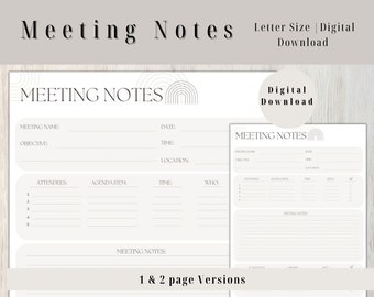 One-on-one Meeting Notes Printable, Meeting Agenda, Minutes, Business ...