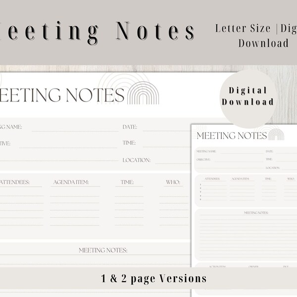 Onenote Meeting Notes Template - Etsy