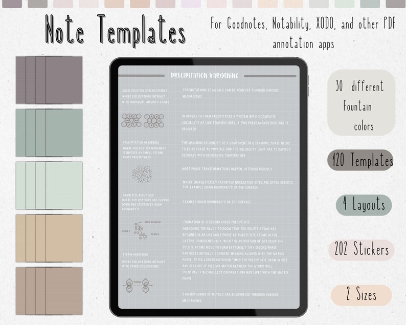 Digital Cornell Notes Template Bundle: 4 Layouts, 30 Colors (PDF) - Etsy