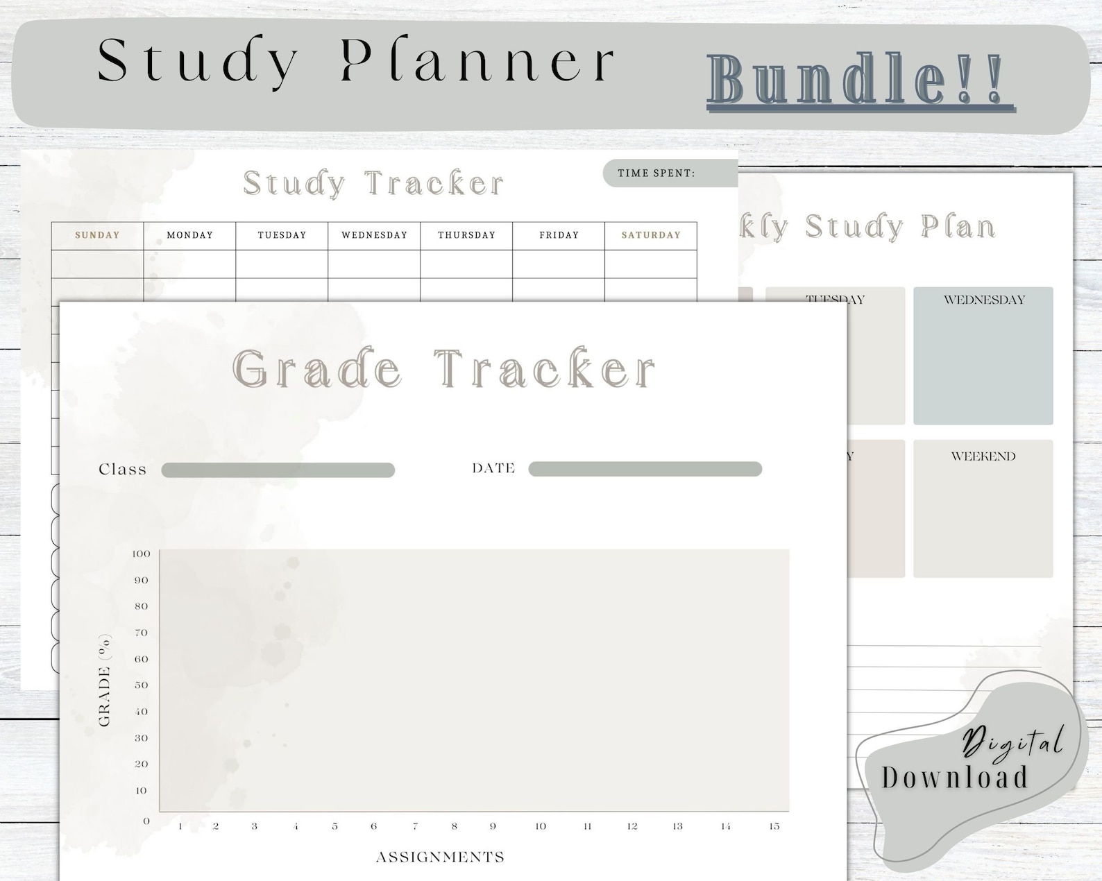 Weekly Study Journal Bundle, Study Planner Printable Template, Good ...