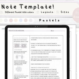 Digital Note Template, Pastel Cornell Notes, Student Note Taking, iPad ...