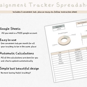 School Spreadsheet, Assignment Tracker for Google Sheets, Assignment ...