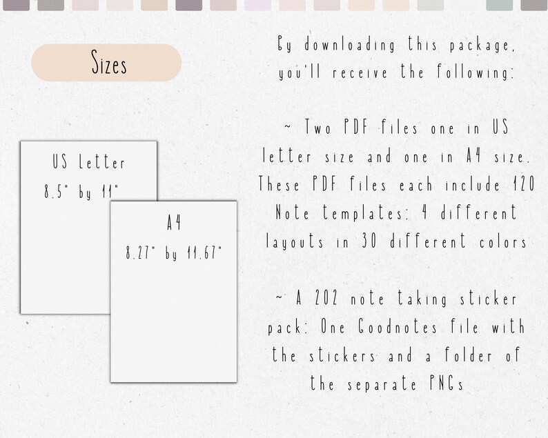 Digital Cornell Notes Template Bundle: 4 Layouts, 30 Colors (PDF) - Etsy