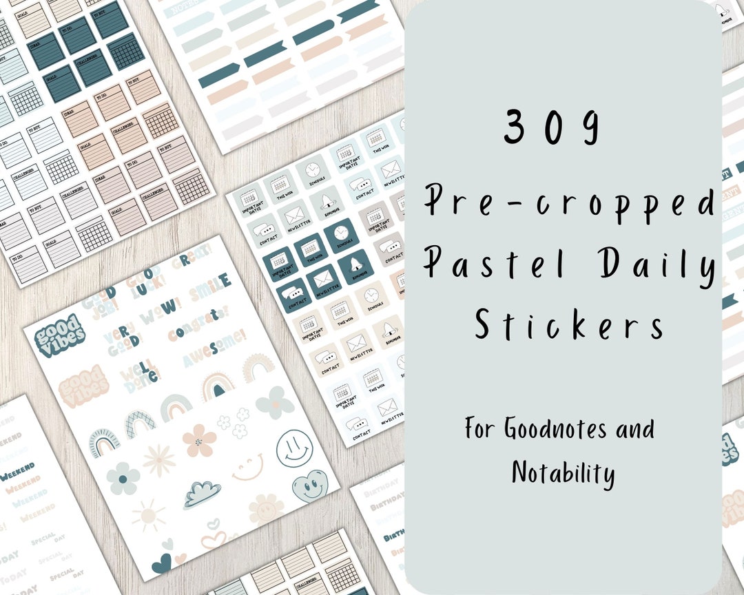 Pastel Goodnotes Digital Stickers for Everyday Use, Aesthetic Stickers ...