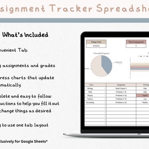 School Spreadsheet, Assignment Tracker for Google Sheets, Assignment ...