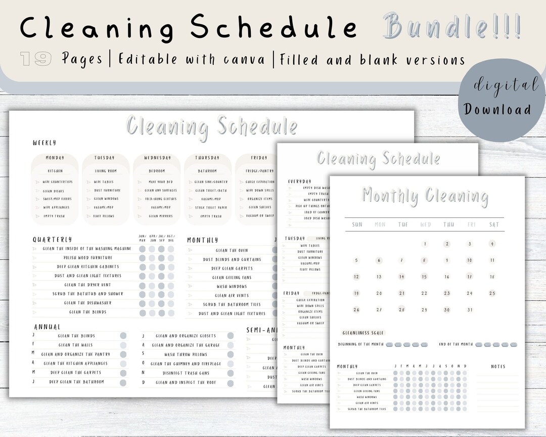 Ultimate Cleaning Schedule Bundle Editable,cleaning Planner Bundle ...