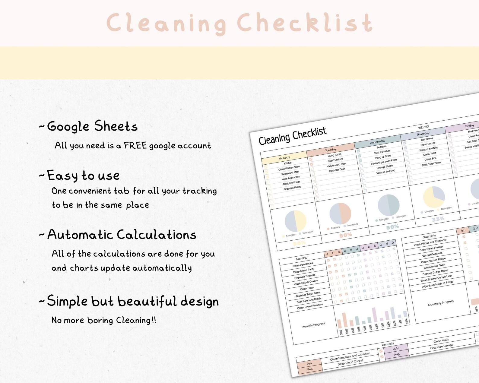 Cleaning Checklist Spreadsheet Template for Google Sheets, Cleaning ...