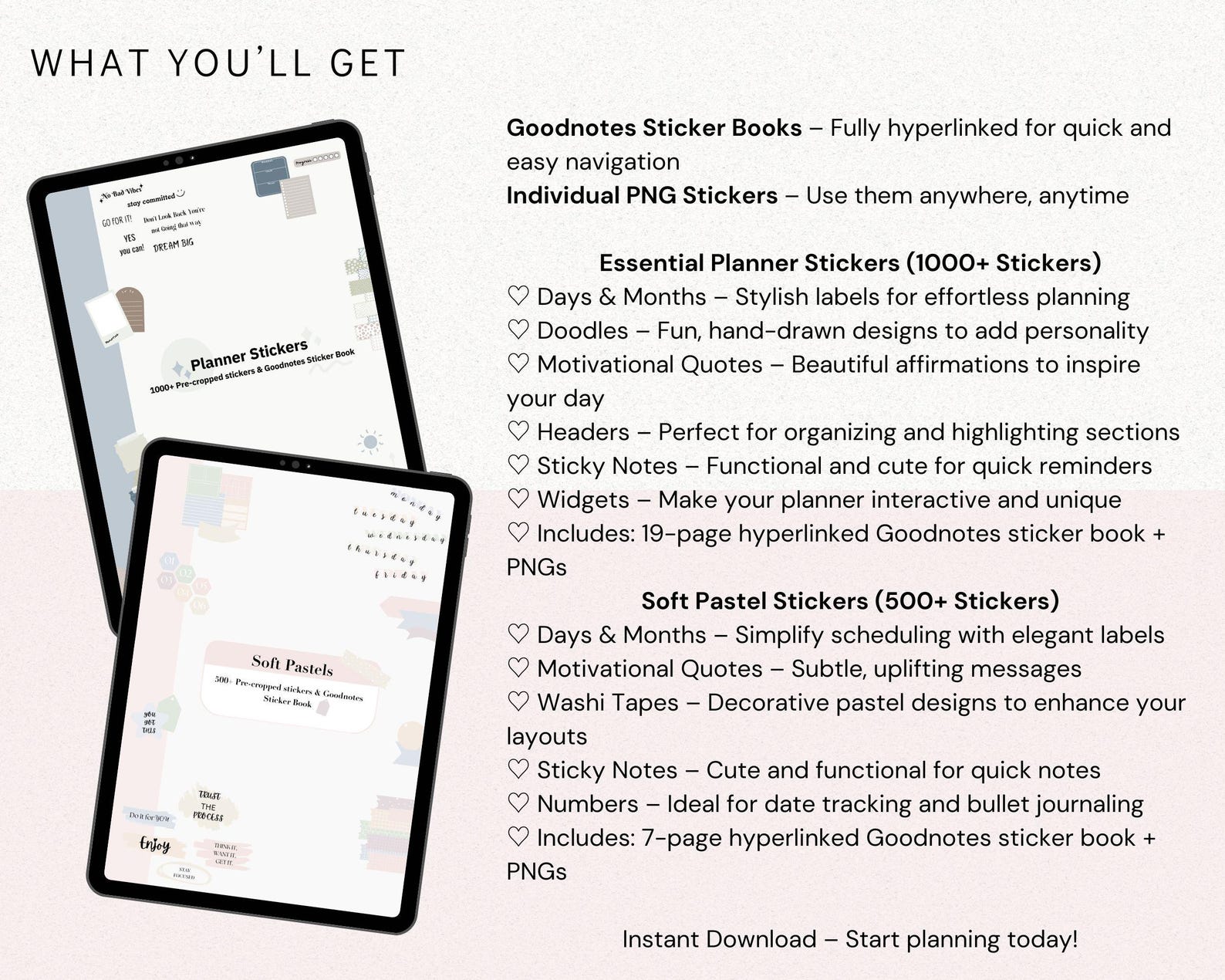 Digital Planner Stickers for Goodnotes and Notability Aesthetic ...