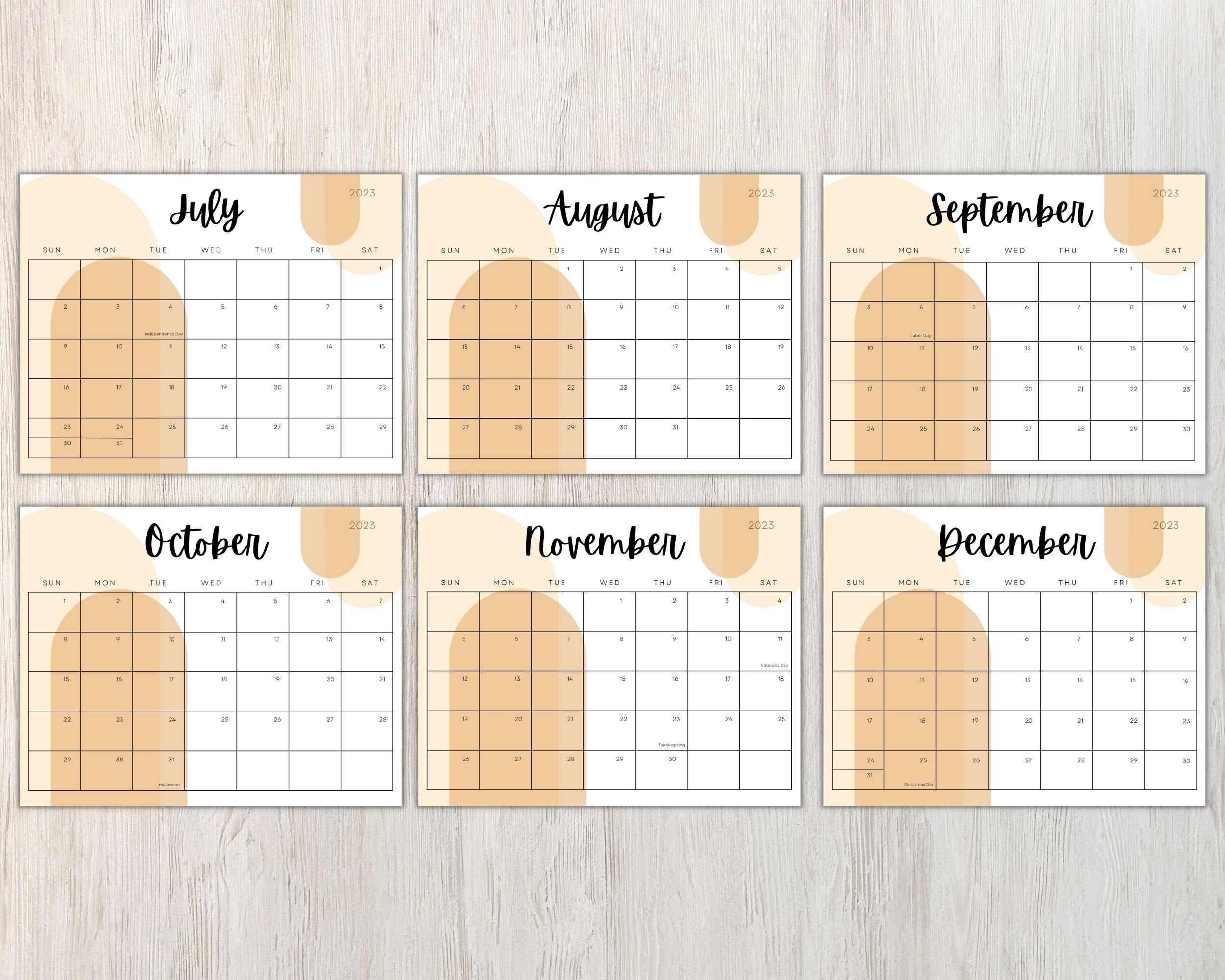 Printable 2023 Calendar With Holidays PDF, Boho Monthly Calendar, Desk ...