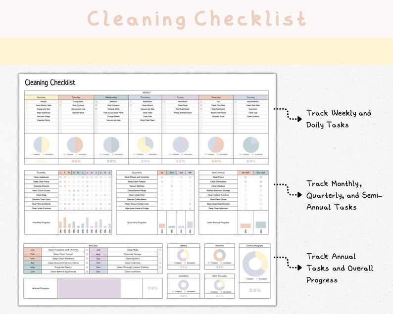 Cleaning Checklist Spreadsheet Template for Google Sheets, Cleaning ...