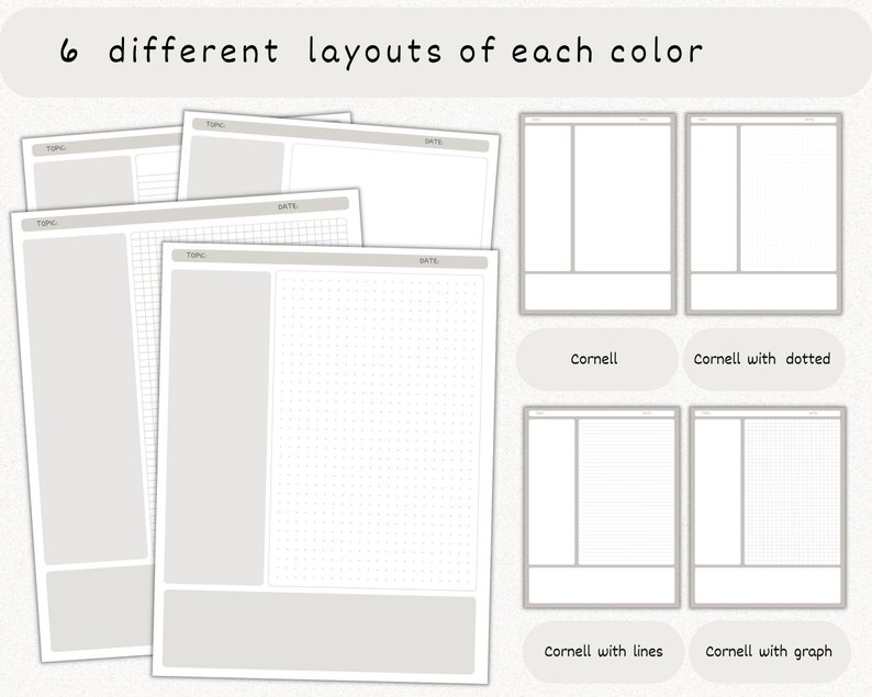 Digital Note Template Neutral Cornell Notes Student Note - Etsy