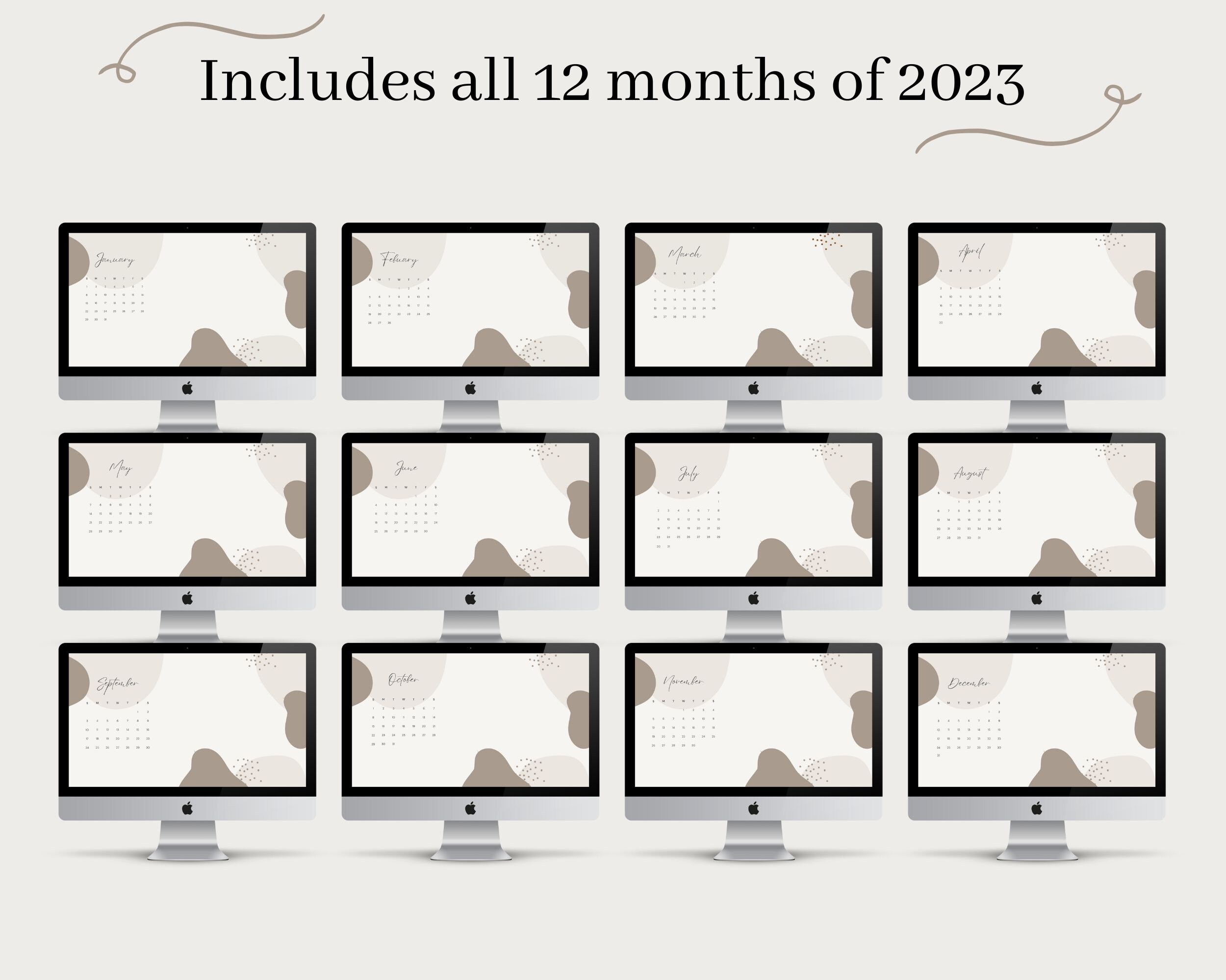 Desktop Wallpaper Organizer With Monthly Calendar, Earth Tones ...