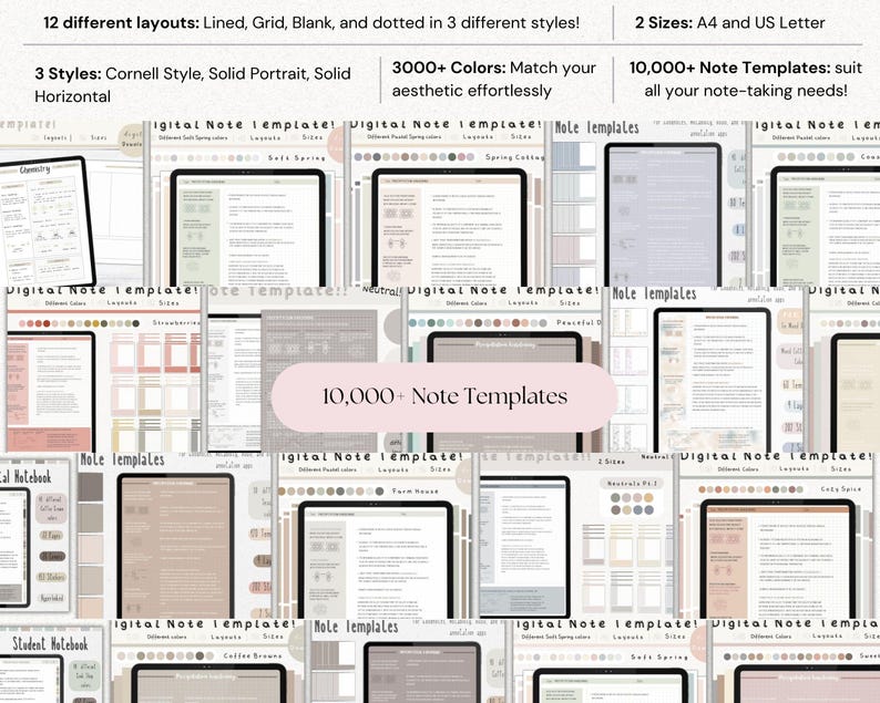 Digital Cornell Note Template Bundle for iPad Note Taking Study ...