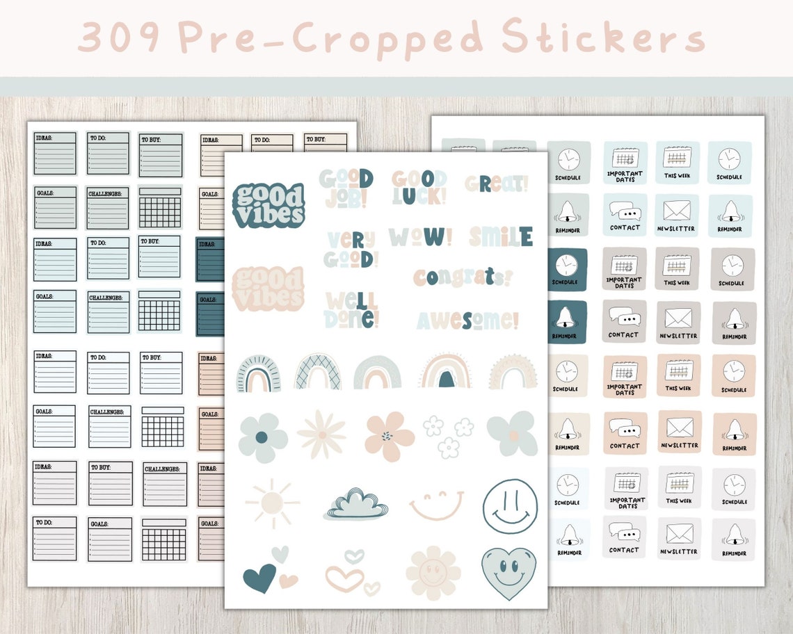 Pastel Goodnotes Digital Stickers for Everyday Use, Aesthetic Stickers ...