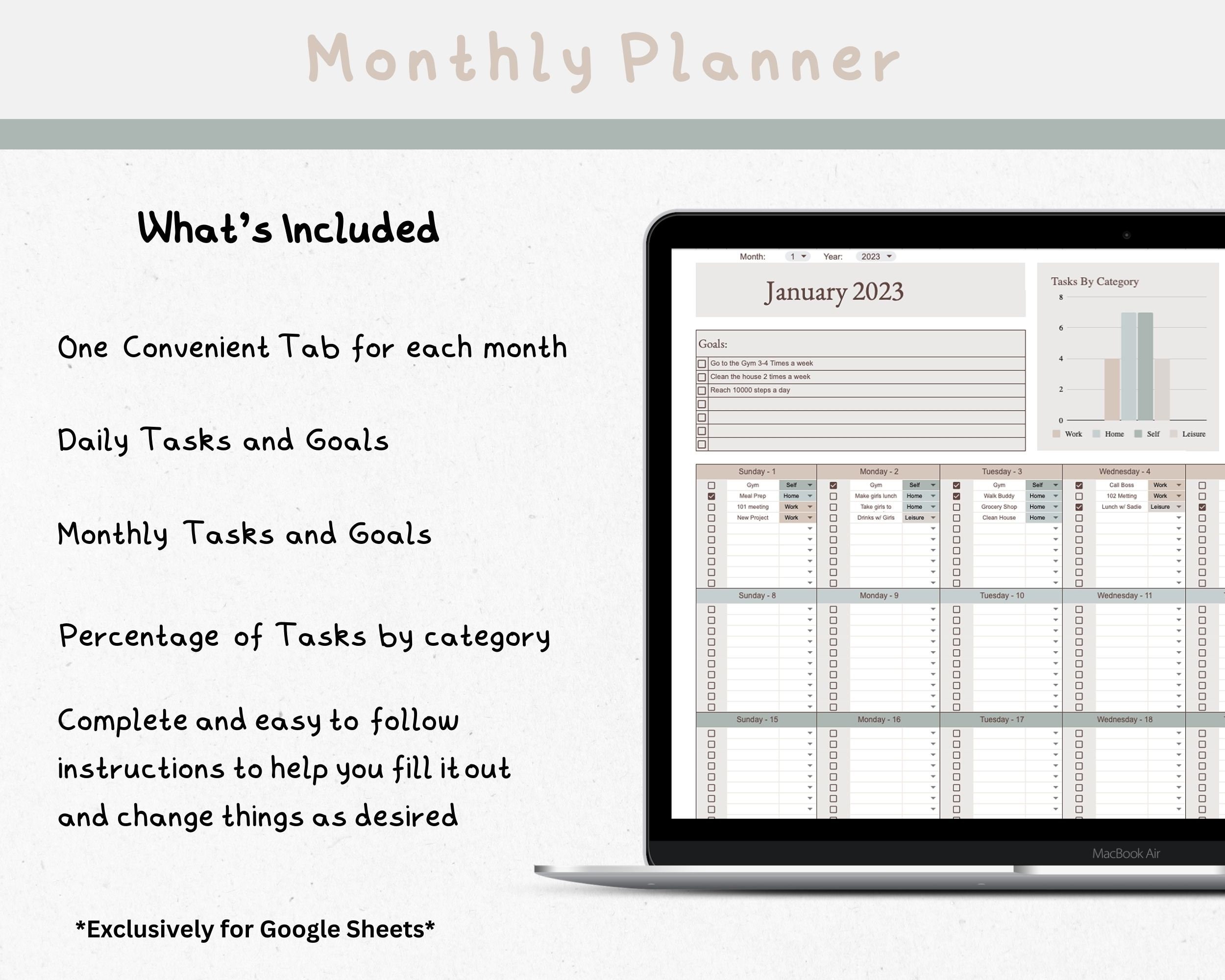 Spreadsheet Planner, Google Sheets Digital Planner, Annual Planner ...