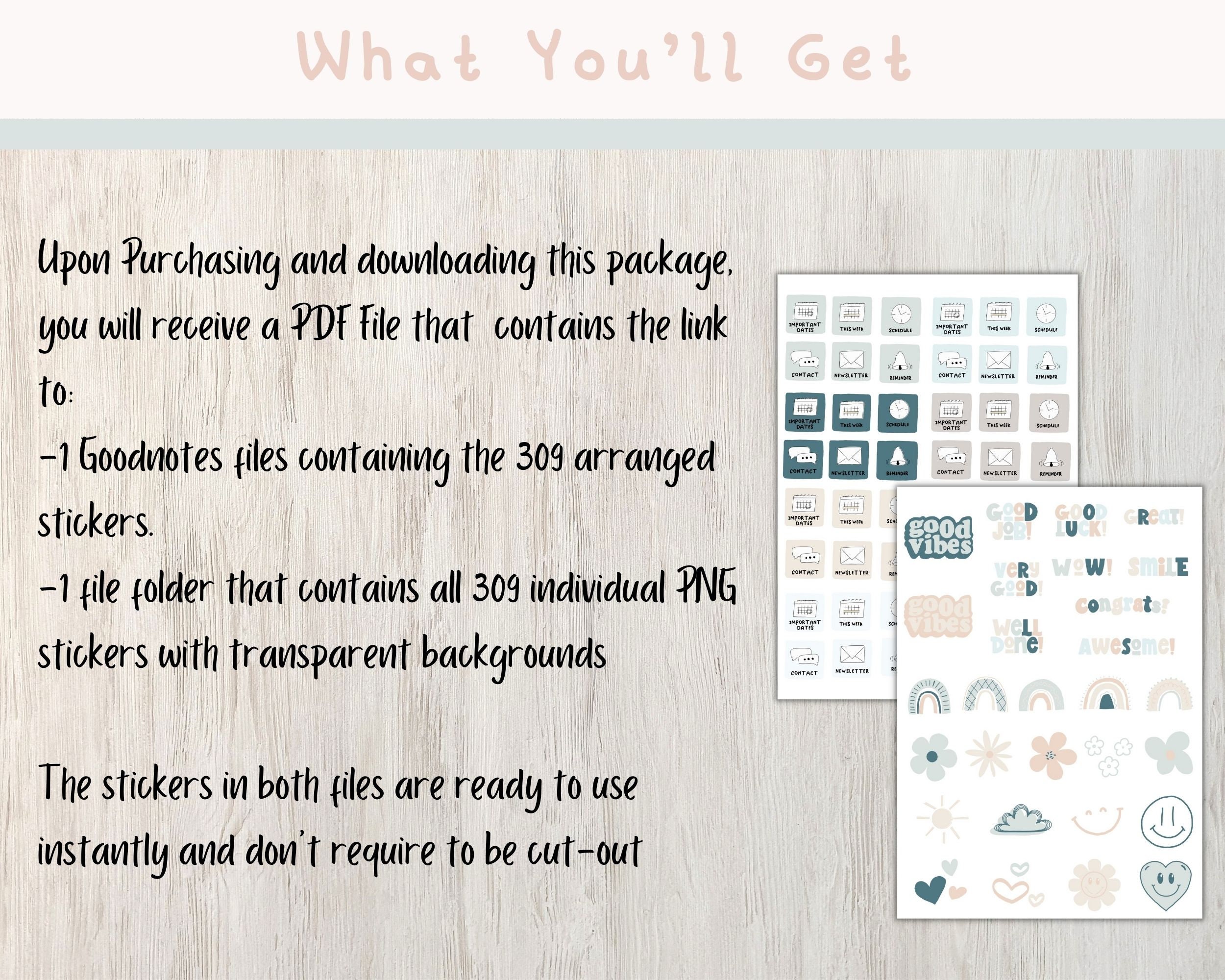 Pastel Goodnotes Digital Stickers for Everyday Use, Aesthetic Stickers ...