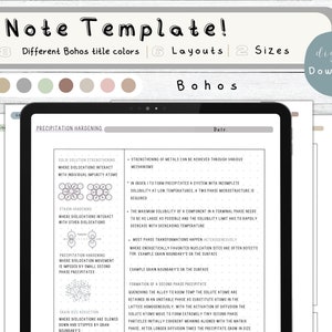 Digital Note Template, Boho Cornell Notes, Student Note Taking, iPad ...