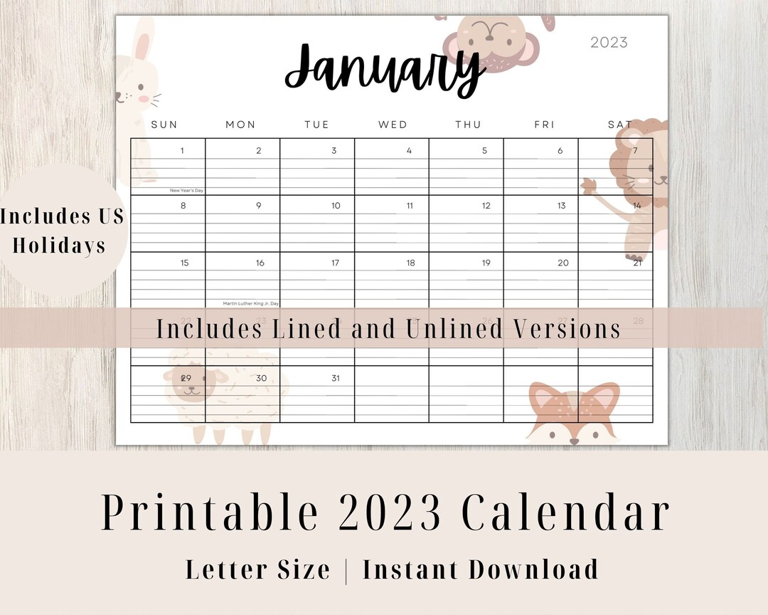 Classroom Printable 2023 Calendar With Holidays PDF, Kids Monthly ...