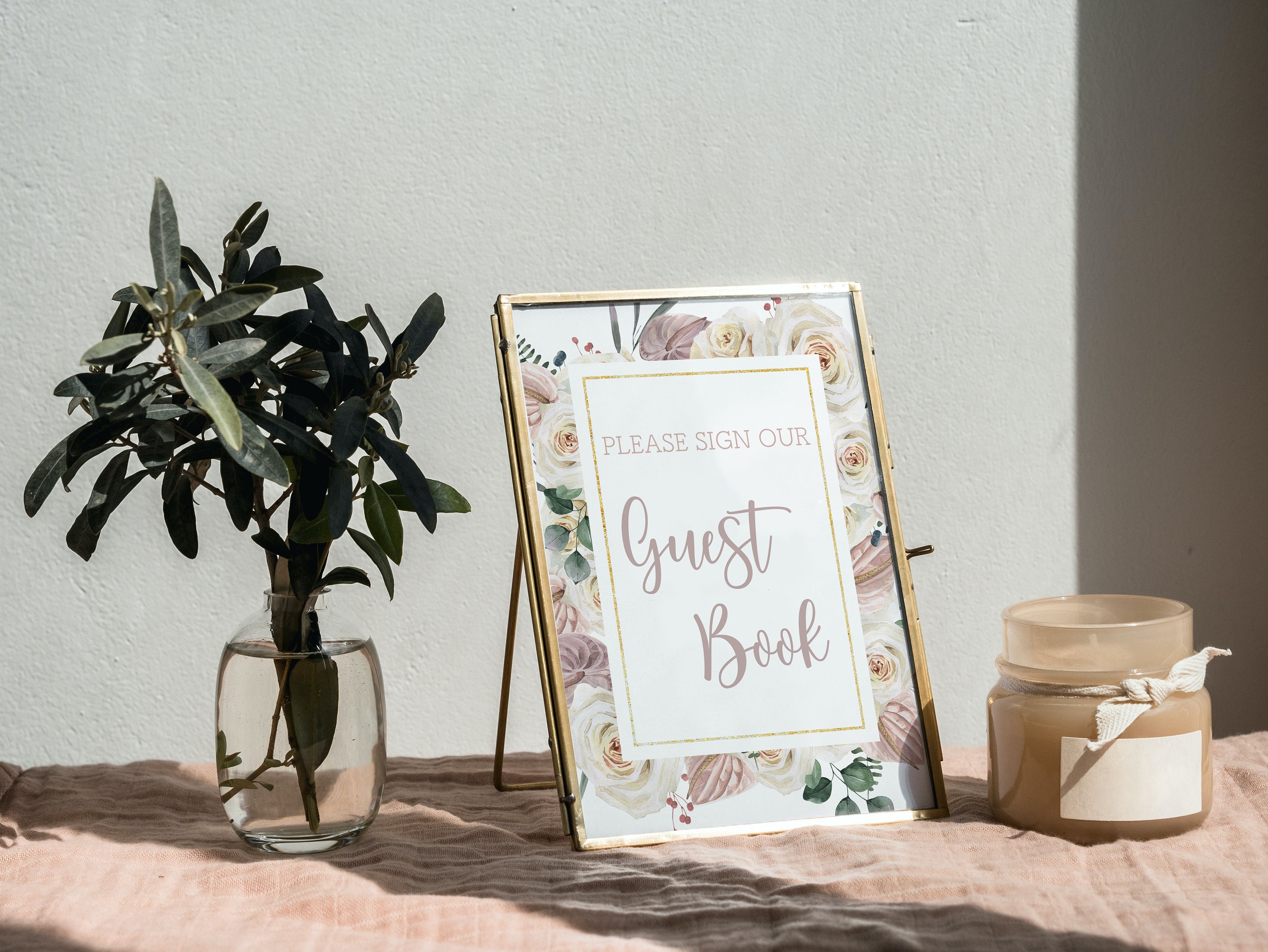 Baby Shower Printable Sign - Guest Book | Boho Flower Instant Download ...