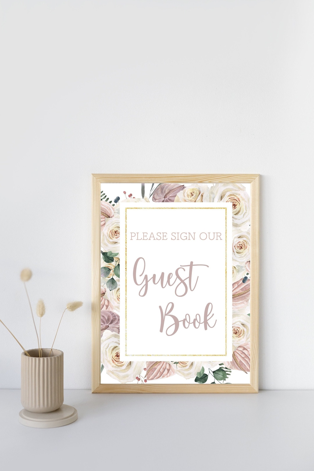 Baby Shower Printable Sign - Guest Book | Boho Flower Instant Download ...