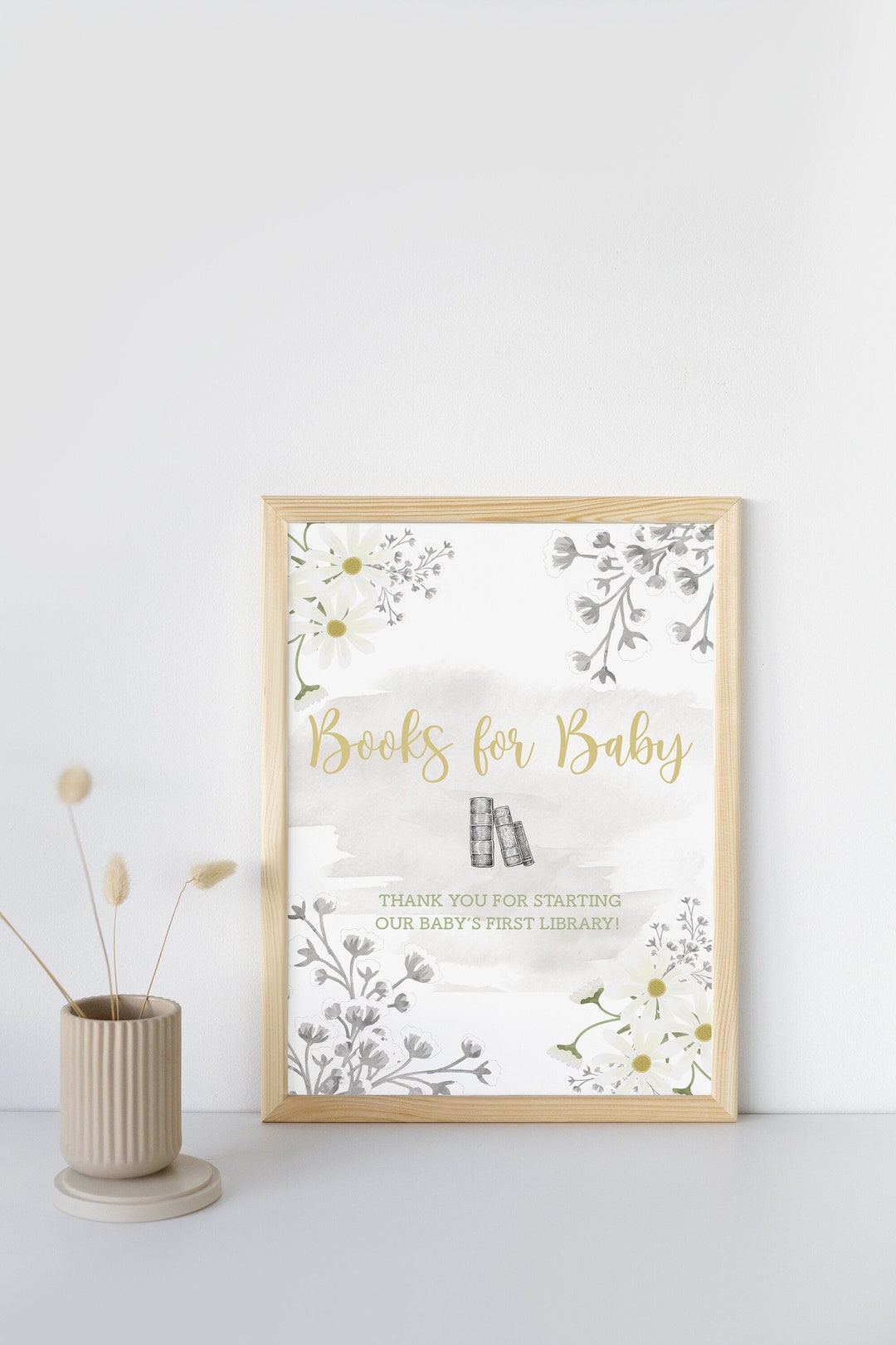 Baby Shower Printable Sign -books for Baby | Boho Flower Baby's First ...