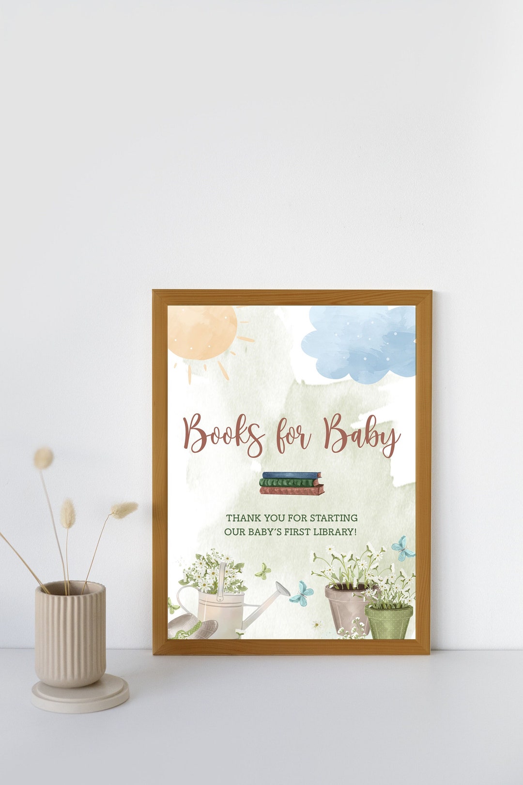 Baby Shower Printable Sign - Books for Baby | Garden Theme Instant ...
