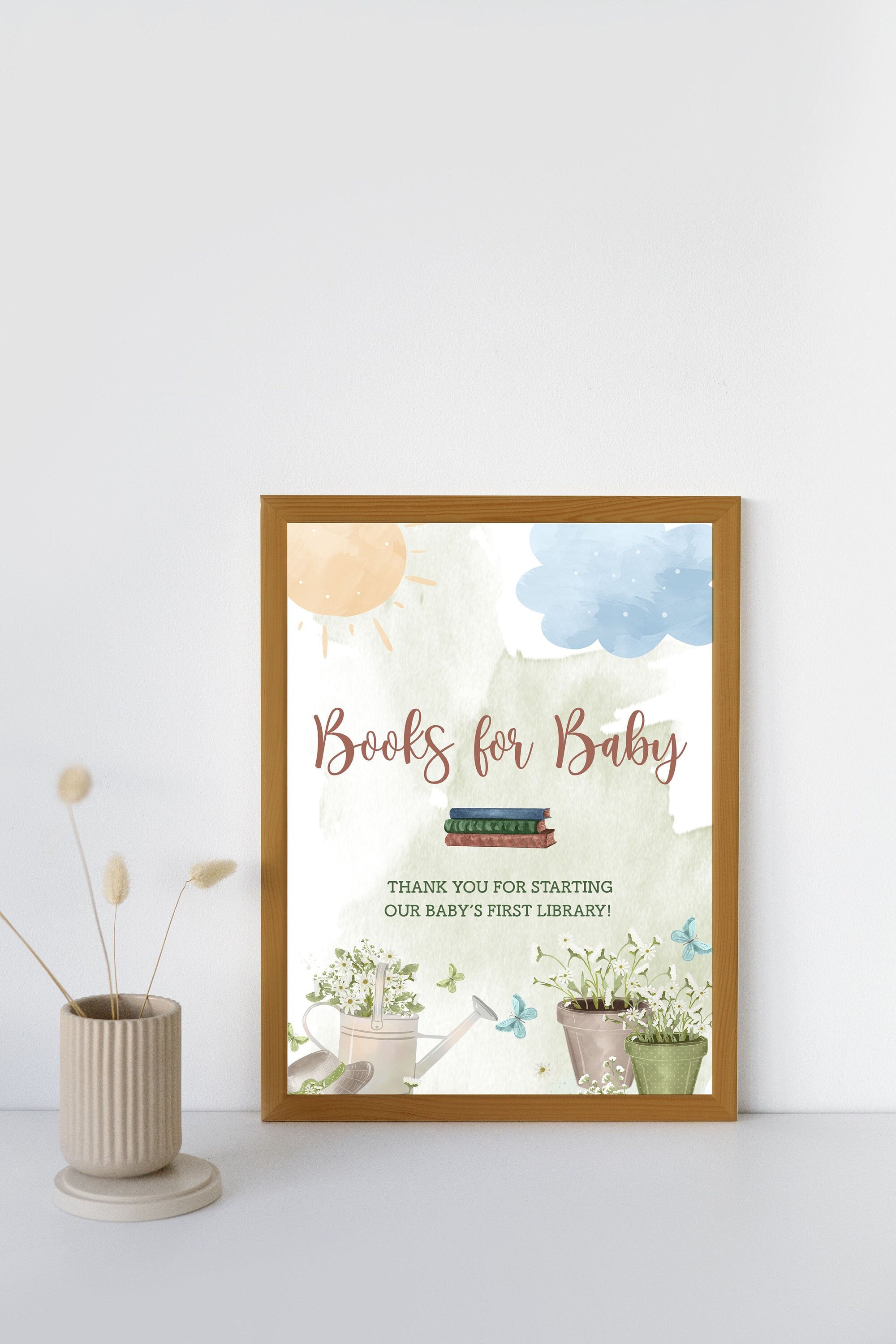 Baby Shower Printable Sign - Books for Baby | Garden Theme Instant ...