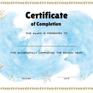 Certificate of Completion, Congrats, Achievement Award - Etsy