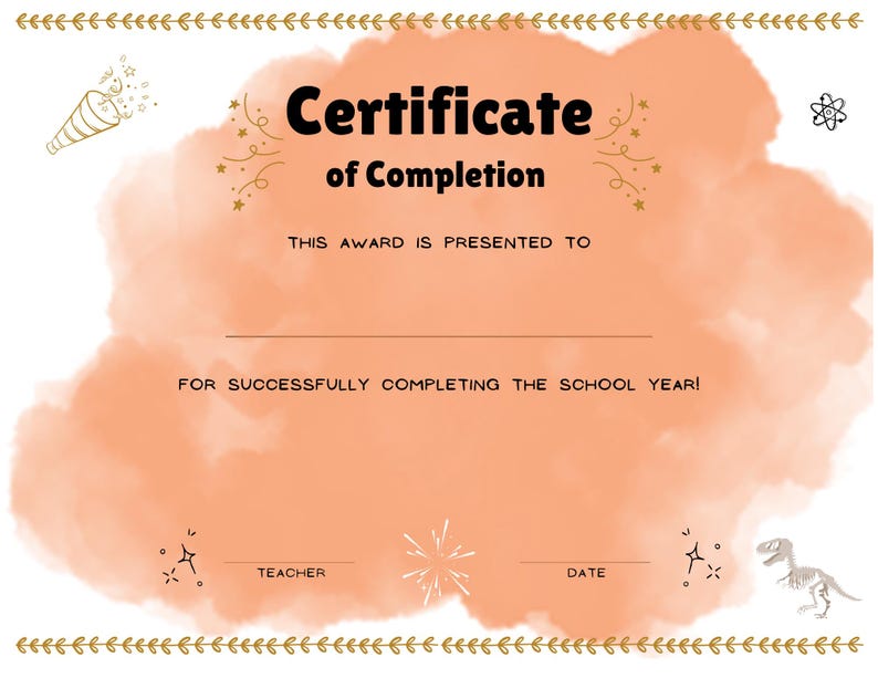 Certificate of Completion, Congrats, Achievement Award - Etsy