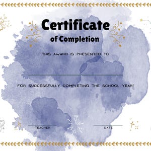 Certificate of Completion, Congrats, Achievement Award - Etsy