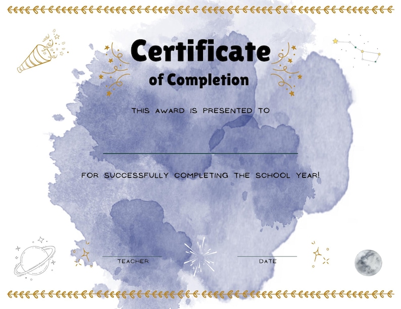 Certificate of Completion, Congrats, Achievement Award - Etsy