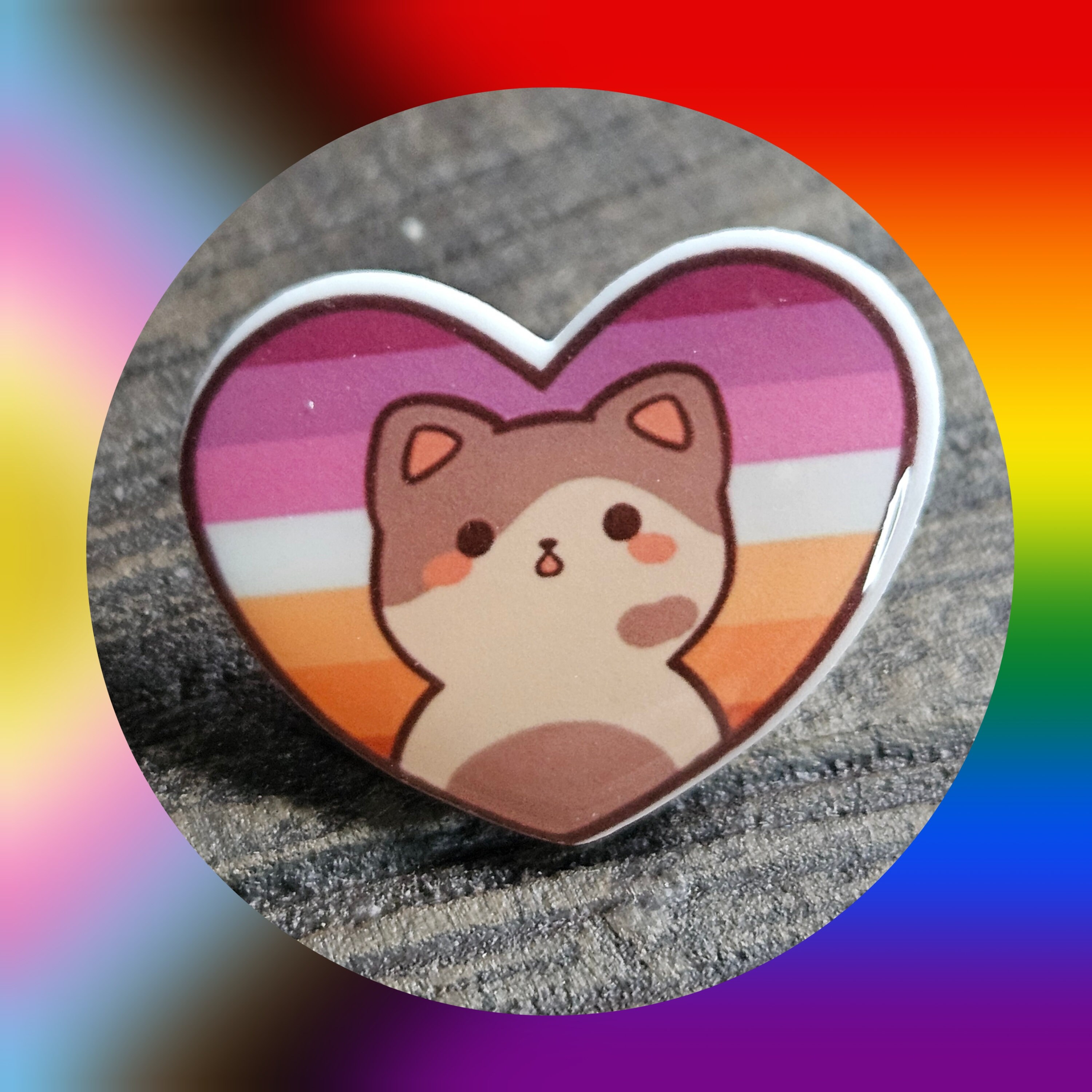 Pride Love Cat Heart Pins Pronoun Lesbian Trans Asexual Bi Agender ...