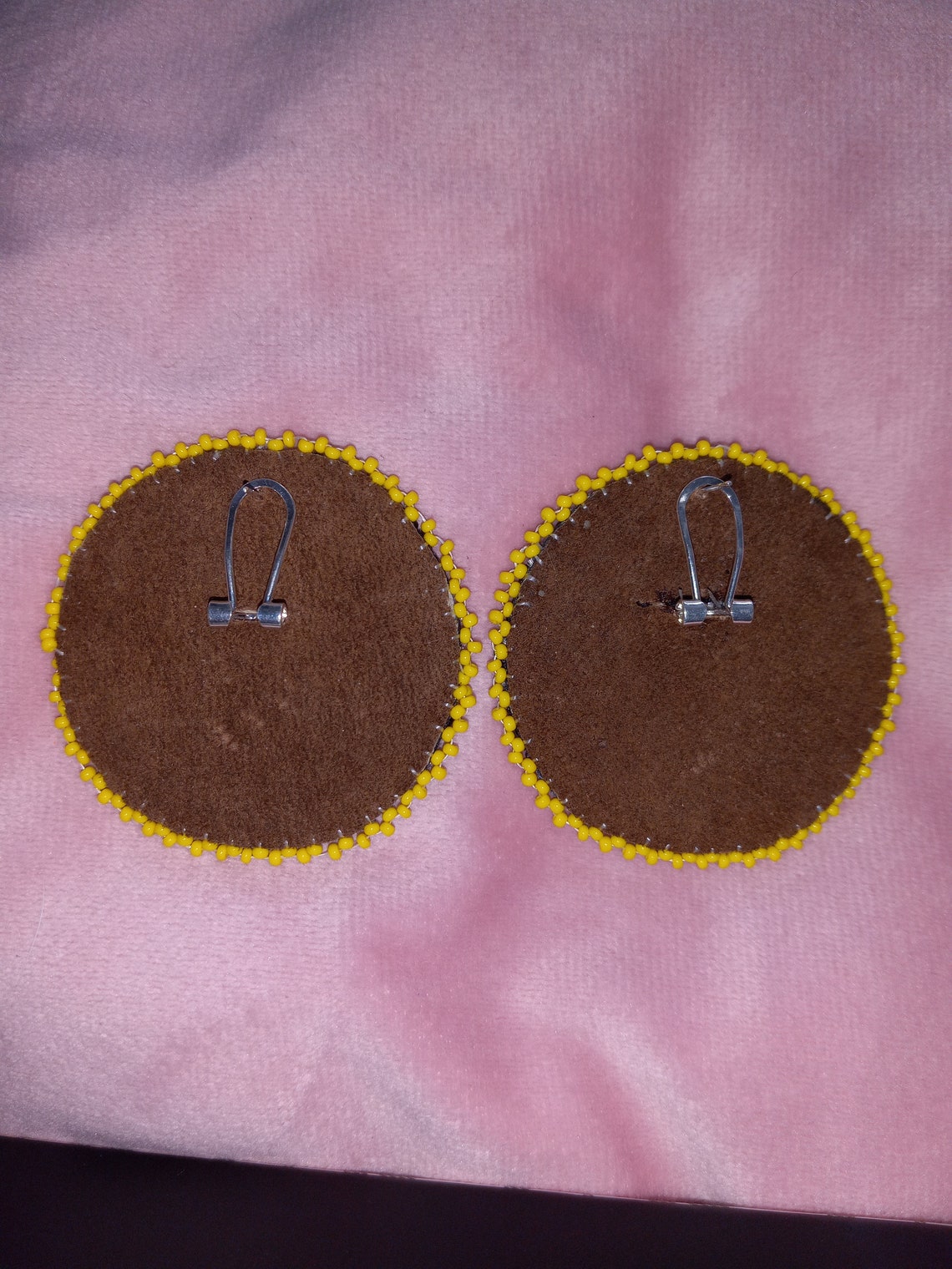 Big Bloomer Sunflowers, With Soft Brown Leather Backing. Indigenous ...