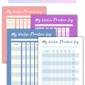My Violin Practice Log | Printable Sticker Chart for Music Students ...