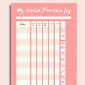 My Violin Practice Log | Printable Sticker Chart for Music Students ...