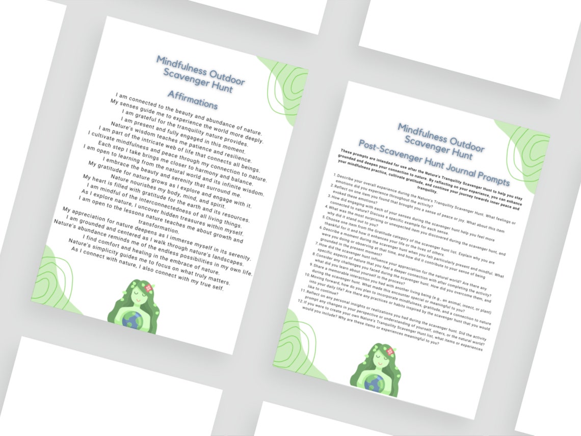 Mindfulness Scavenger Hunt Exploration & Reflection Activity for Kids ...