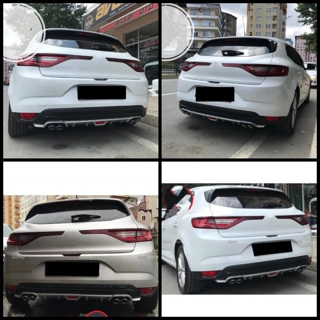 For Renault Megane 4 HB Rear Diffuser Black or Gray Chrome Exhaust Rear ...