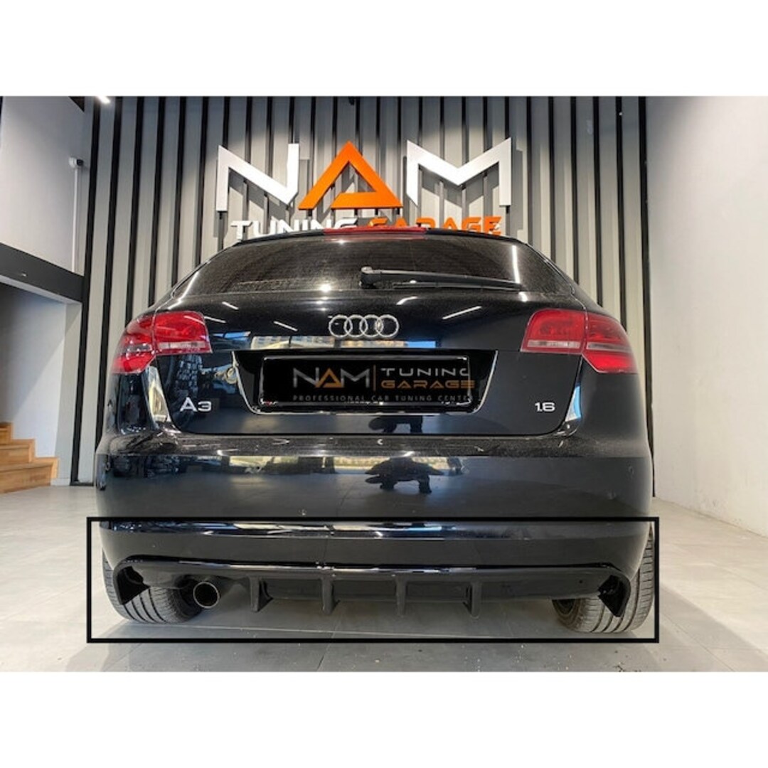 For Audi A3 8P FL 4 Door Rear Bumper Diffuser Gloss Black Rear Bumper ...