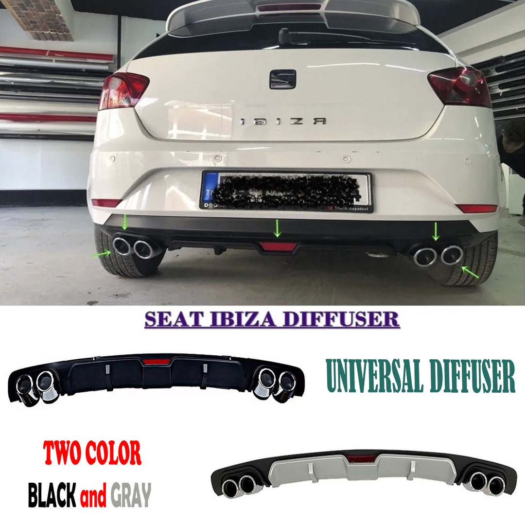 For Seat Ibiza Mk4 Rear Diffuser Black or Gray Chrome Exhaust Rear ...