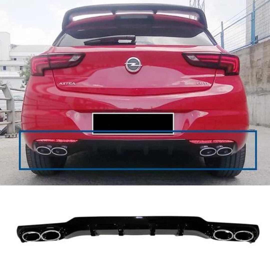 For Opel Astra K HB Rear Bumper Diffuser Gloss Black Rear Bumper Trunk ...