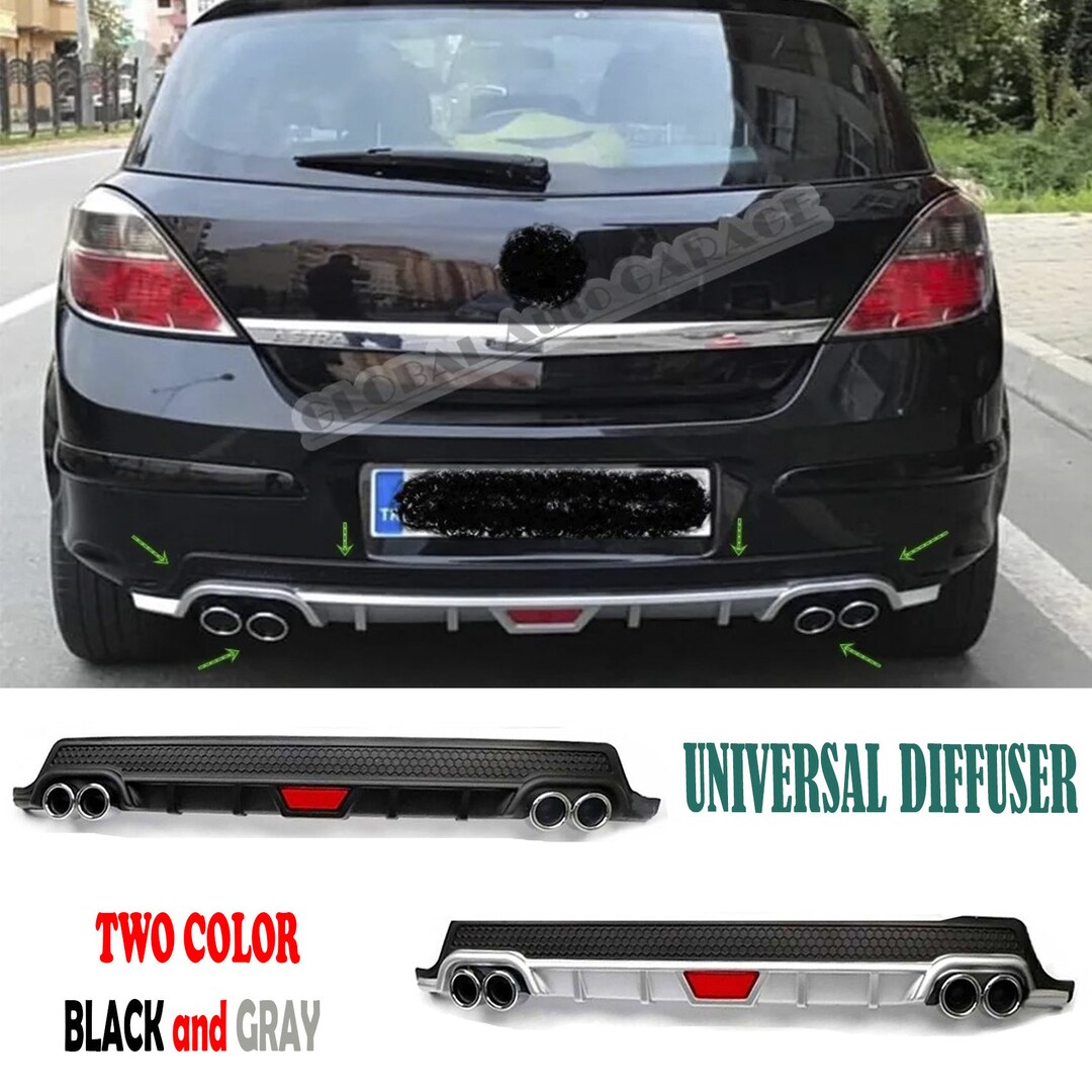 For Opel Astra H Rear Diffuser Black or Gray Chrome Exhaust Rear Bumper ...