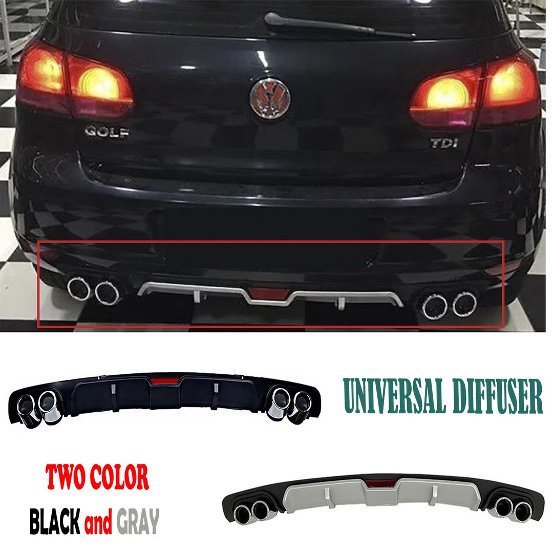 For Vw Golf Mk6 Rear Diffuser Black or Gray Chrome Exhaust Rear Bumper ...